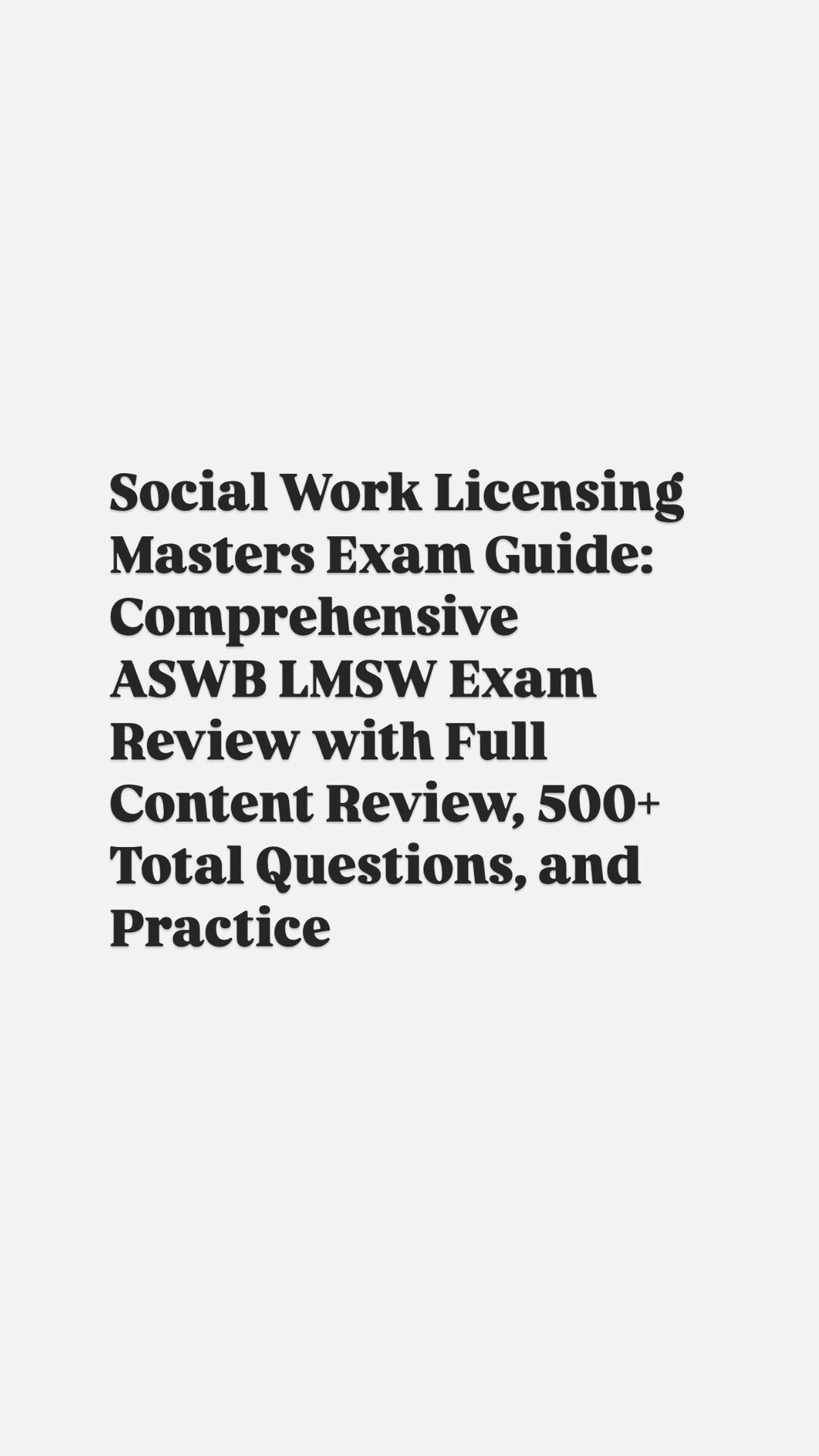 Social Work Licensing Masters Exam Guide: Comprehensive ASWB LMSW Exam ...