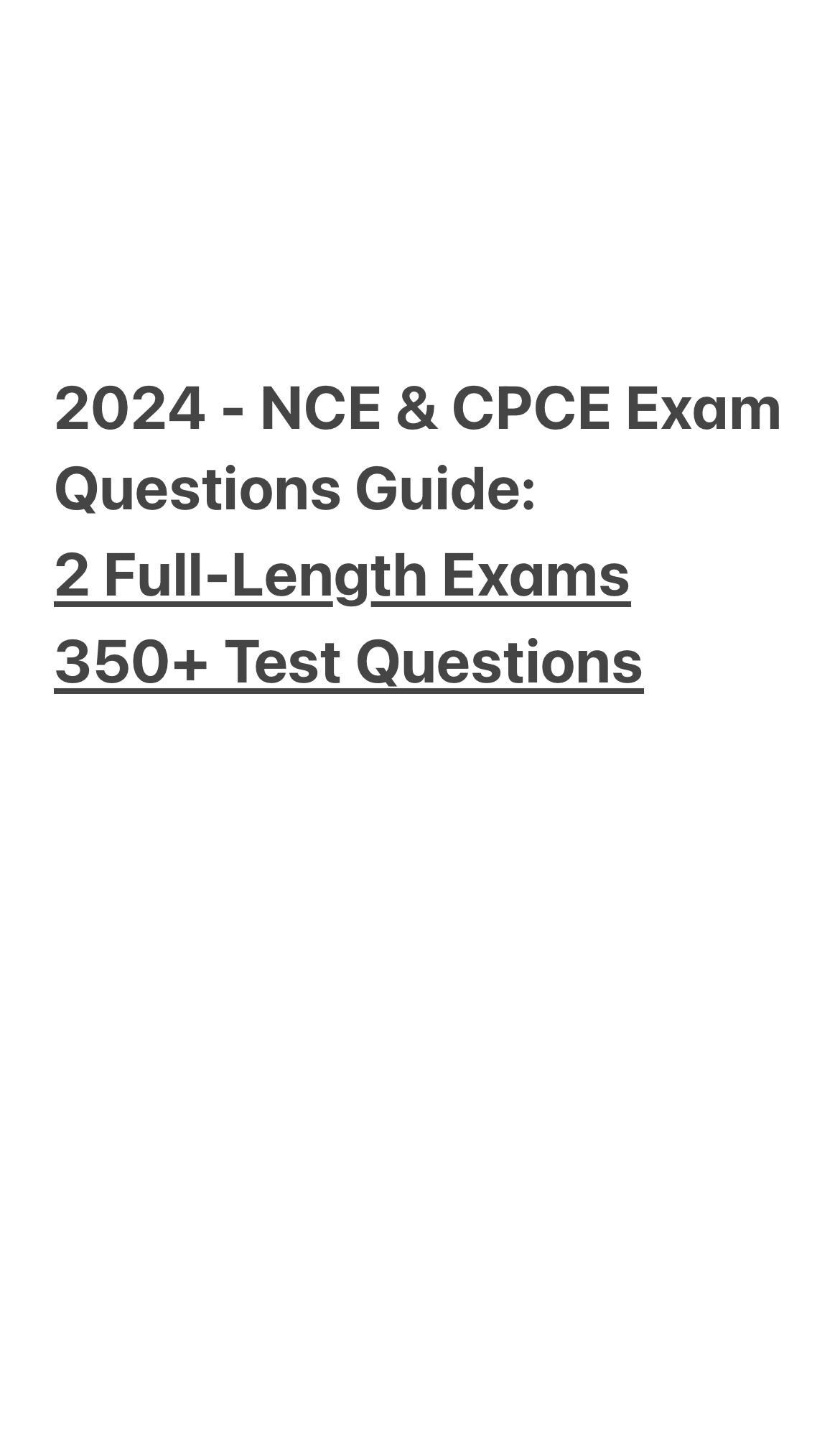 2024 NCE and CPCE Exam Study Guide: 2 Full-length Practice Exams With ...