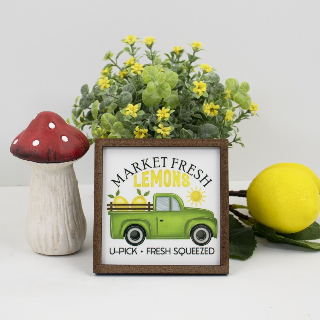 Market Fresh Lemons Sign Tier Tray Sign Mini Wooden Sign Wood Sign ...