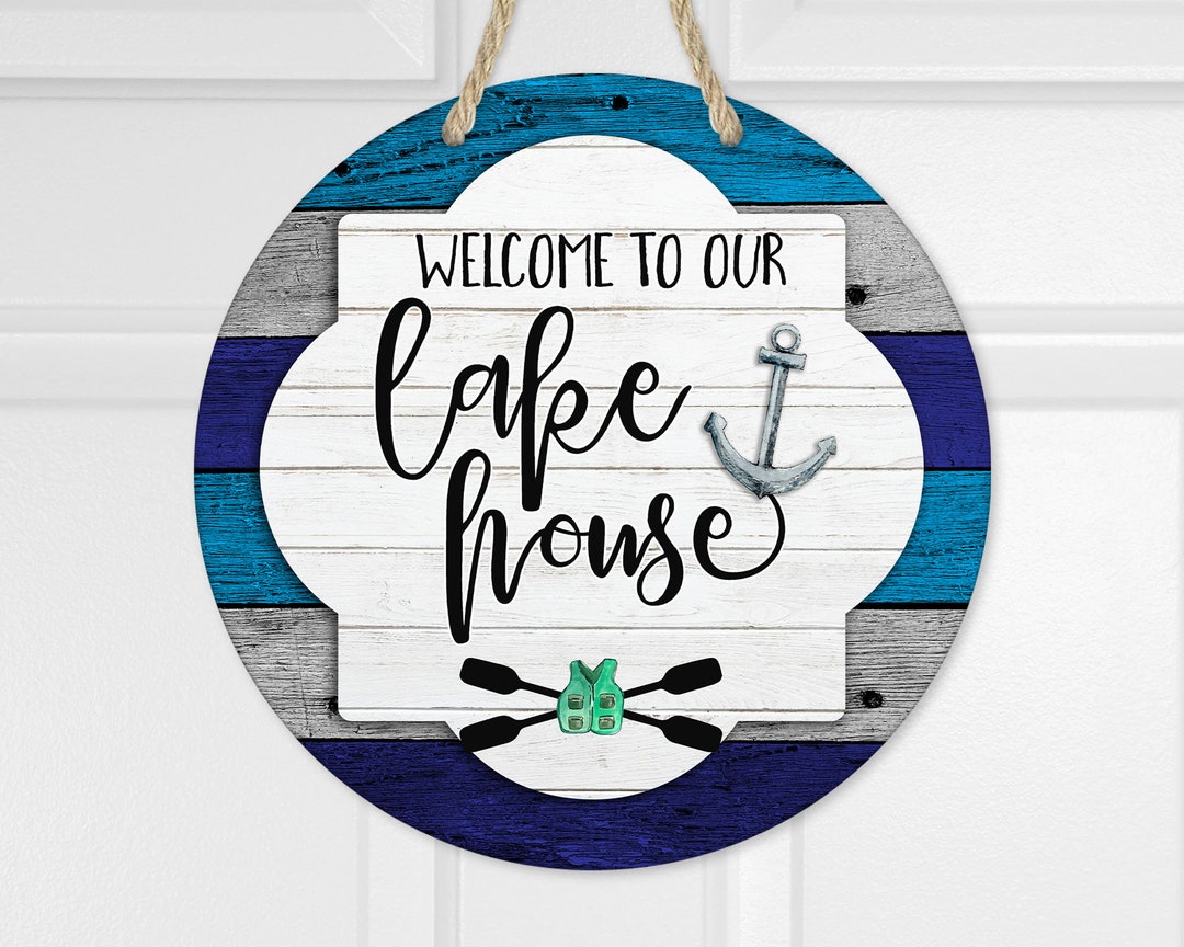 Welcome to Our Lake House Door Hanger Round Door Hanger - Etsy