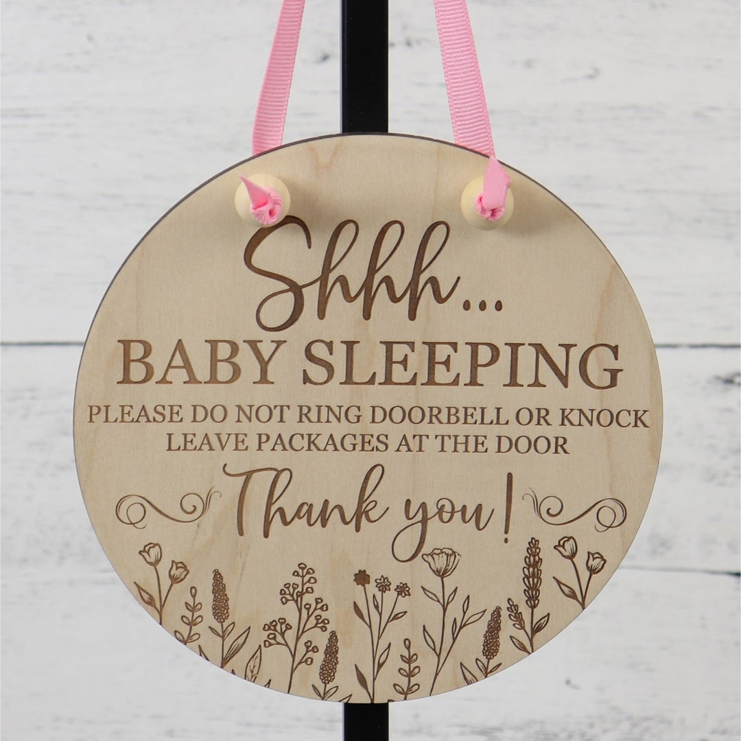 Shhhh Baby Sleeping Door Hanger - Pink or Blue Ribbon - Perfect for Boy ...