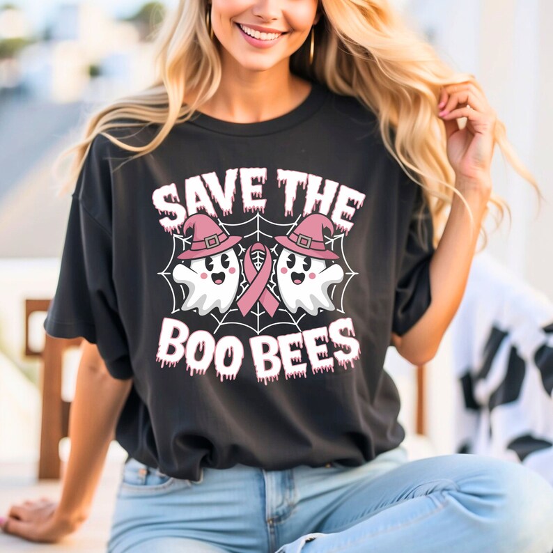 Save the Boo Bees Svg Png,ghost Halloween Funny Breast Cancer Awareness ...