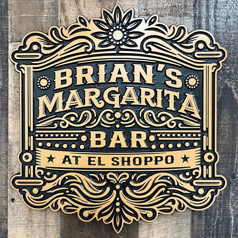 Custom Wood Carved Margarita Bar Sign | Man Cave Sign | Garage Decor ...