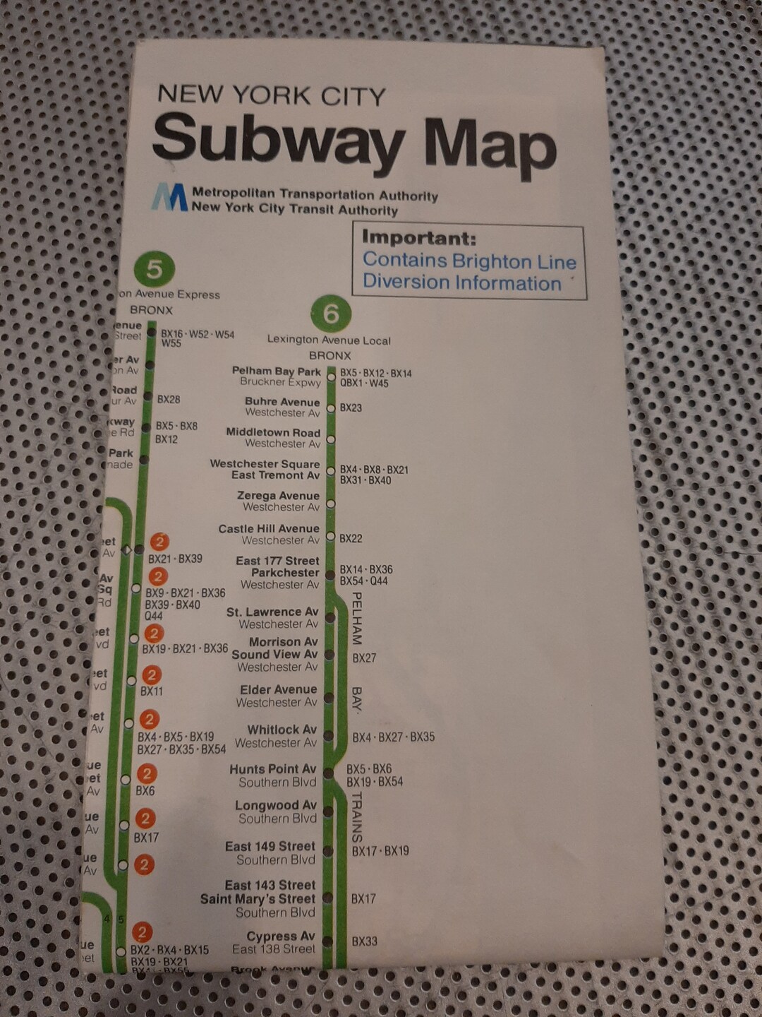 Vintage 1979 New York City NYC Subway Map Revised 1985 Metropolitan ...
