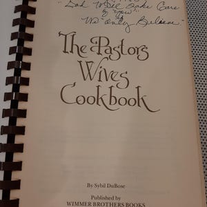 Vintage 1981 the Pastors Wives Cookbook Church Lady Recipes Softcover ...