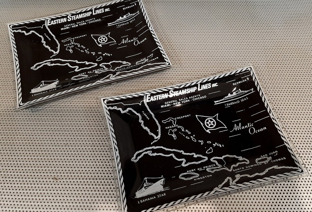 Set of 2 Vintage Eastern Steamship Lines Bahama Star Cruise Black and ...