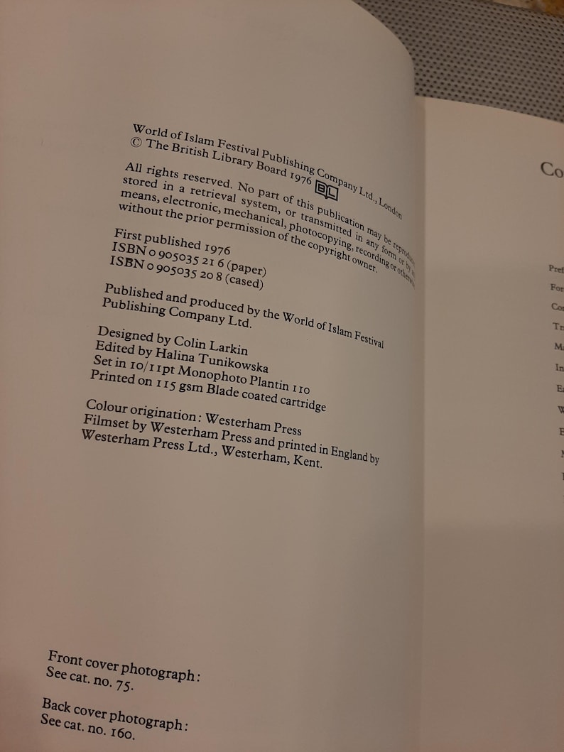 Vintage 1976 the Quran Catalogue Exhibition of Manuscripts British ...
