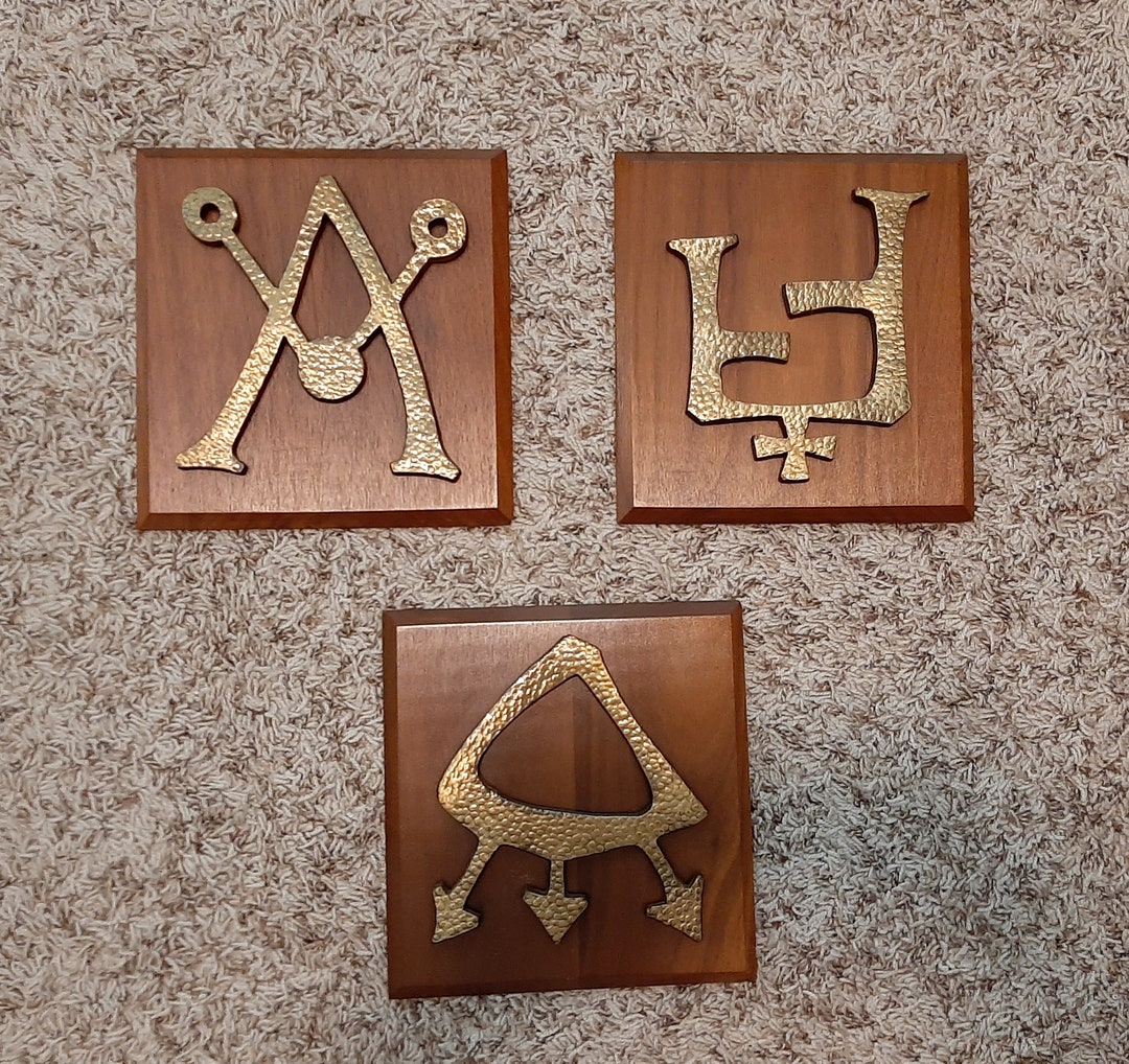 Vintage MCM Ancient Alchemy Apothecary Symbols Robert Wood Johnson Wood ...