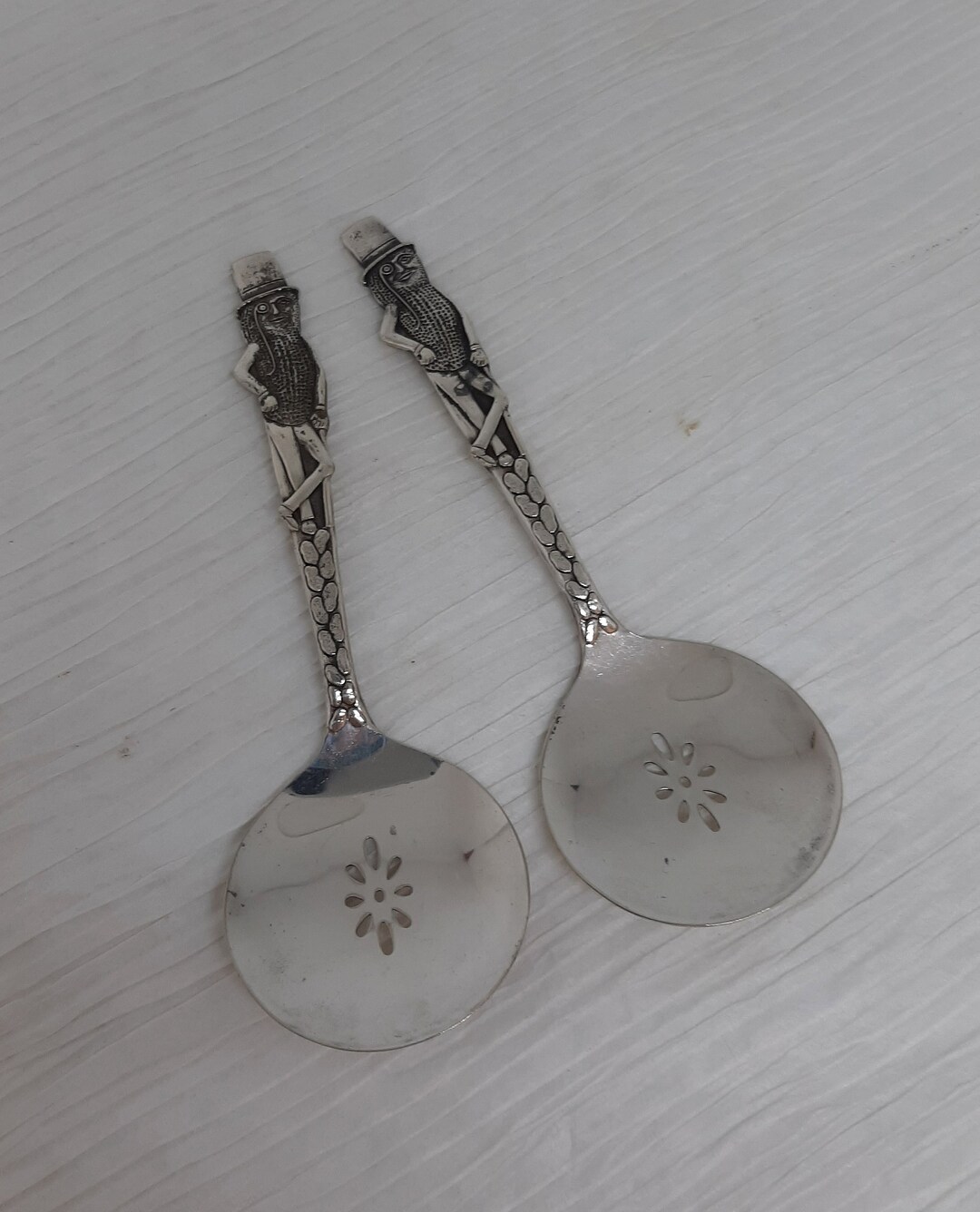 Vintage 1941 Pair of Mr. Peanut Carlton Silverplate Nut Serving Spoons ...