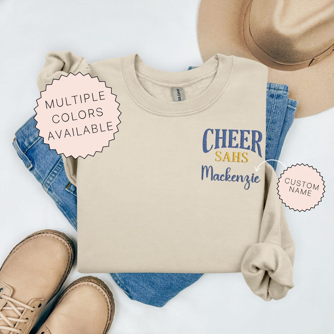 Personalized Embroidered Cheer Sweatshirt, Varsity Cheerleader Shirt ...