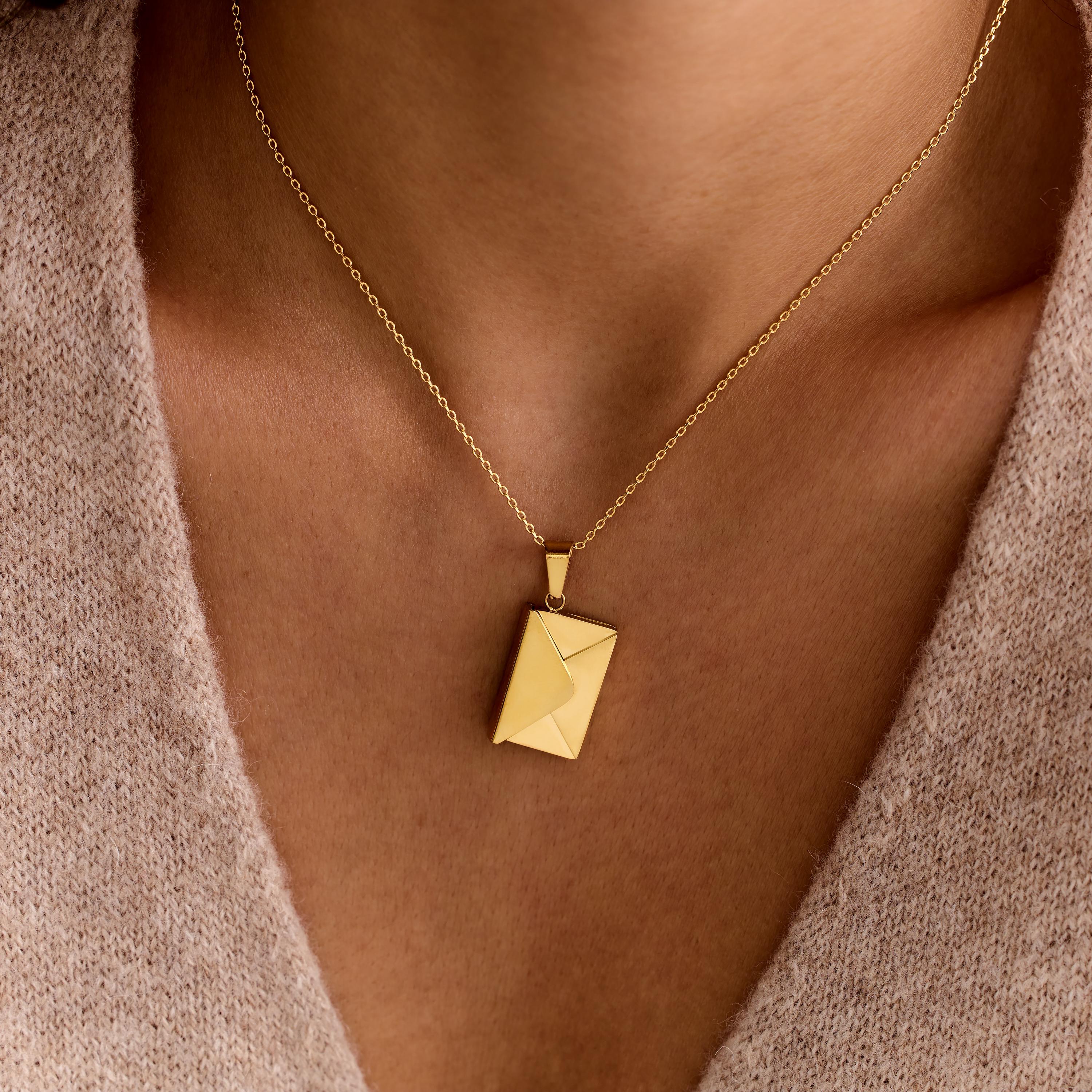 Personalized Envelope Necklace, Custom Hidden Message Jewelry, Secret ...