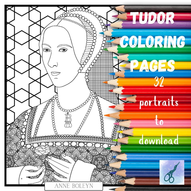 Tudor Portraits Coloring Pages: Henry VIII, World History (digital ...