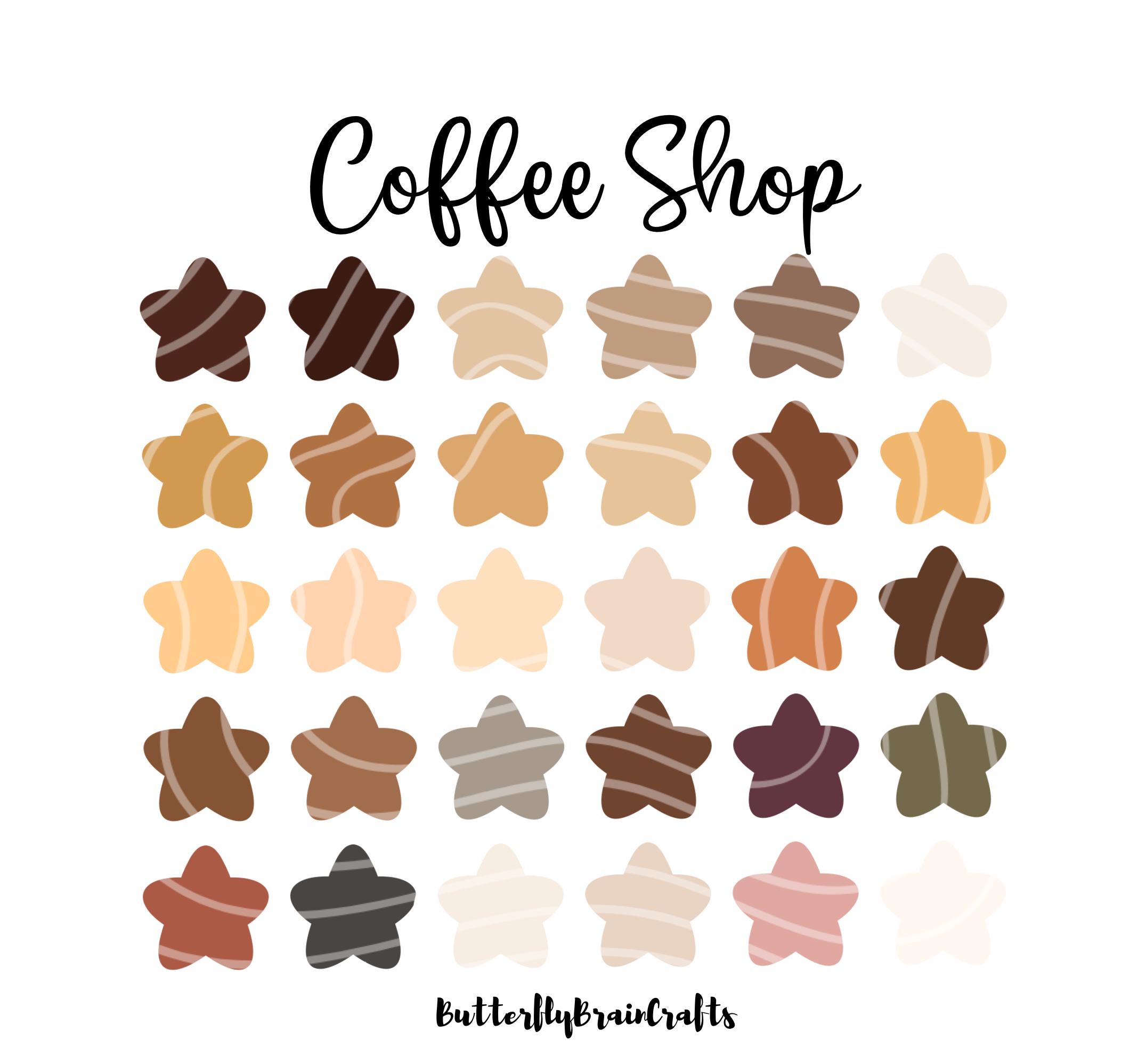 Coffee Shop Color Palette - Procreate Digital Swatches - Aesthetic Café ...