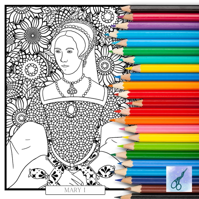 Tudor Portraits Coloring Pages: Henry VIII, World History (digital ...