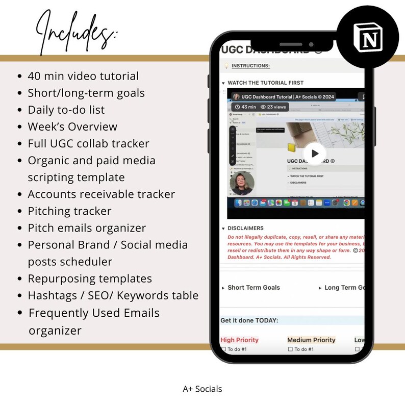 UGC Collab Tracker UGC Dashboard Notion Dashboard Collab Tracker Social ...