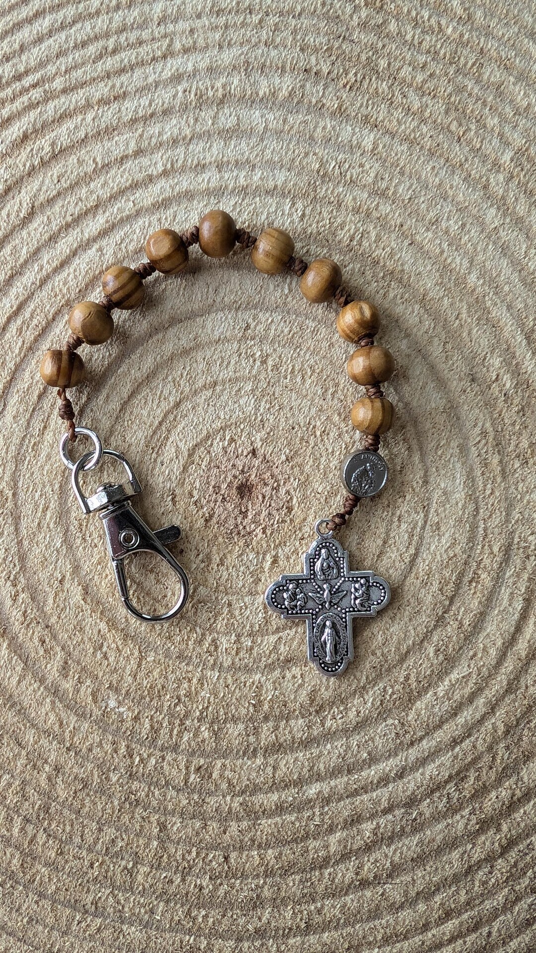 Wooden St. Benedict Keychain Rosary With Four Way Cross Pendant ...