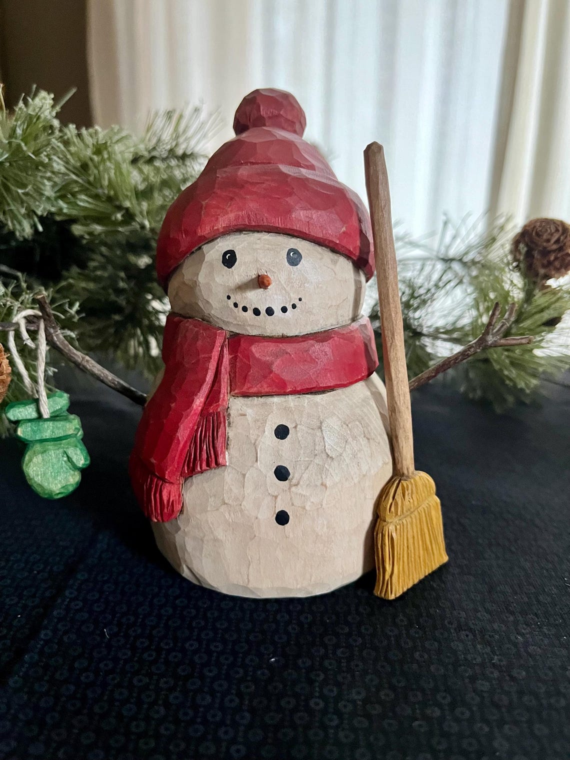 Snowman With Broom and Mittens - Etsy