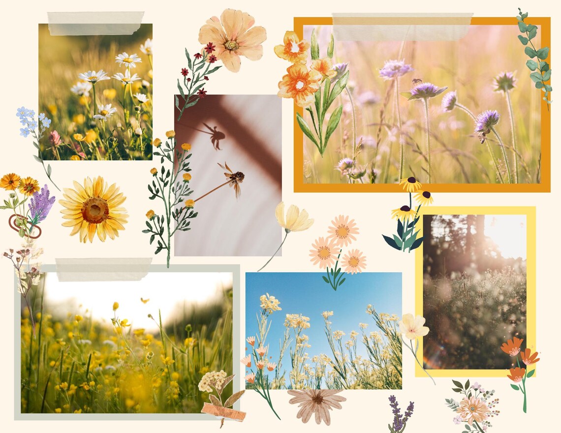 Fun Floral Collage Wallpaper for Computer - Etsy