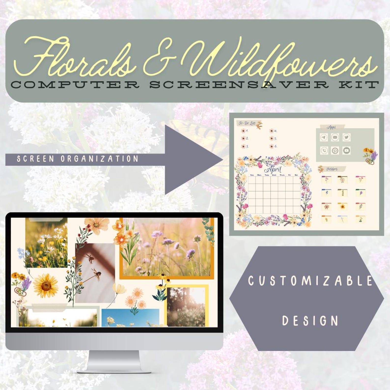 Fun Floral Collage Wallpaper for Computer - Etsy