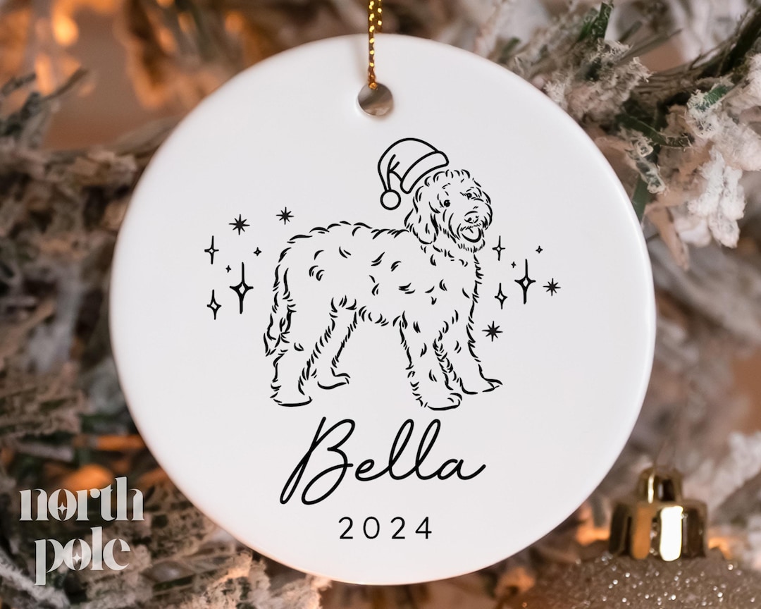 Personalized Black White & Tan Doodle Christmas Ornament, Multi Colored ...