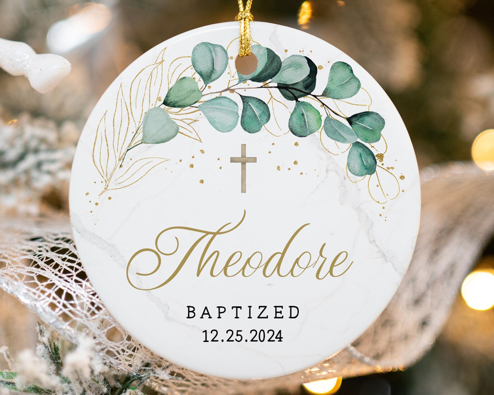 Personalized Christening Ornament - Name + Date Custom Baptism Ornament ...