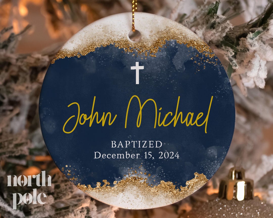 Personalized Christening Boys Ornament - Name + Date Custom Baptism ...