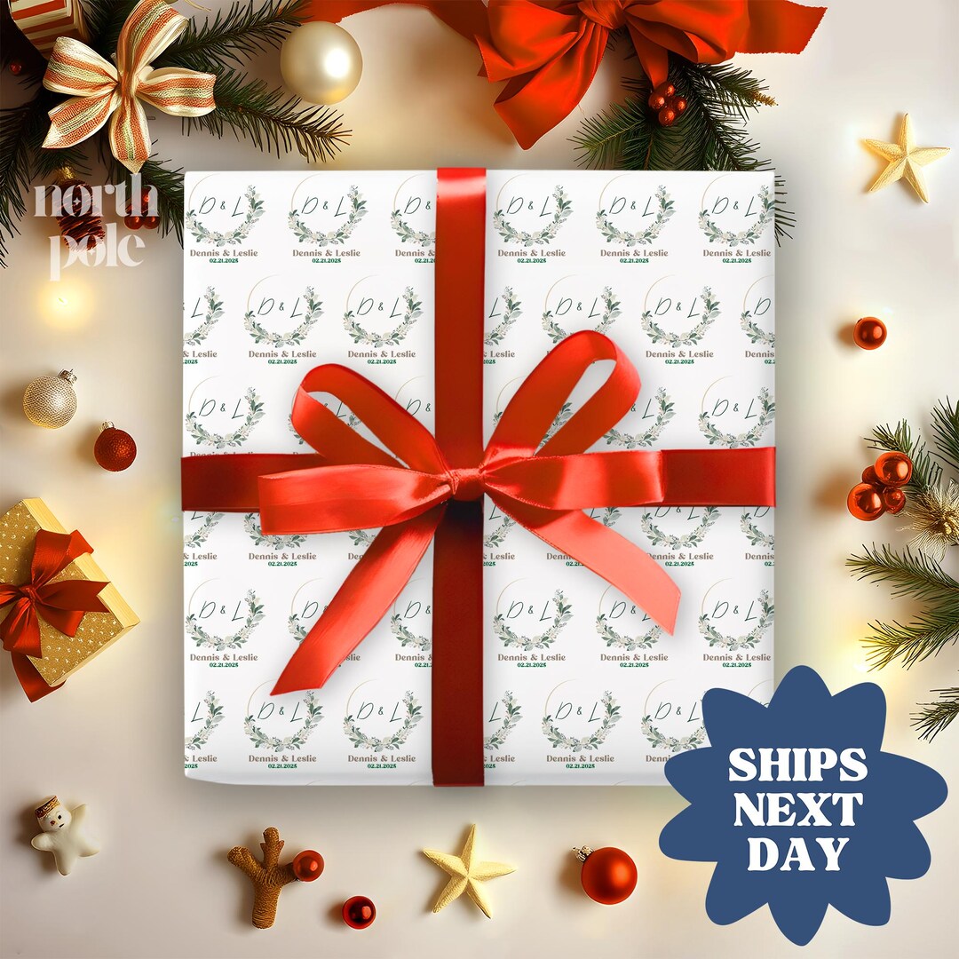 Christmas Gift Wrap Custom Name, Personalized Holiday Wrapping Paper ...