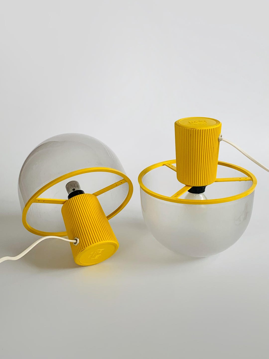 80s Vintage Yellow & Hazy Grey Mushroom Table Lamp, MOLIN Illuminazione ...