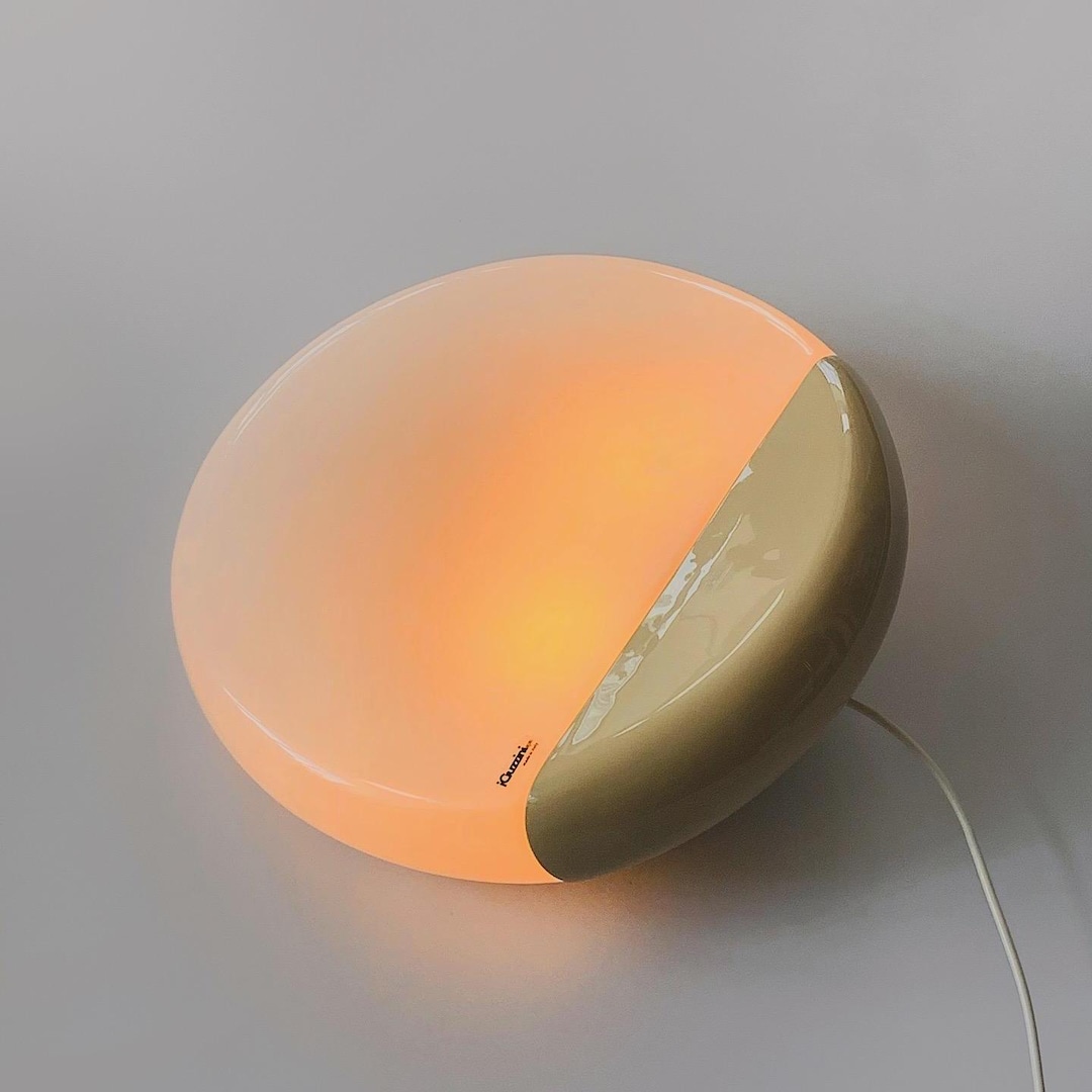 1 of 2 80s Vintage Big Round “pancake” Wall Lamp, IGUZZINI, Italy. Mid ...