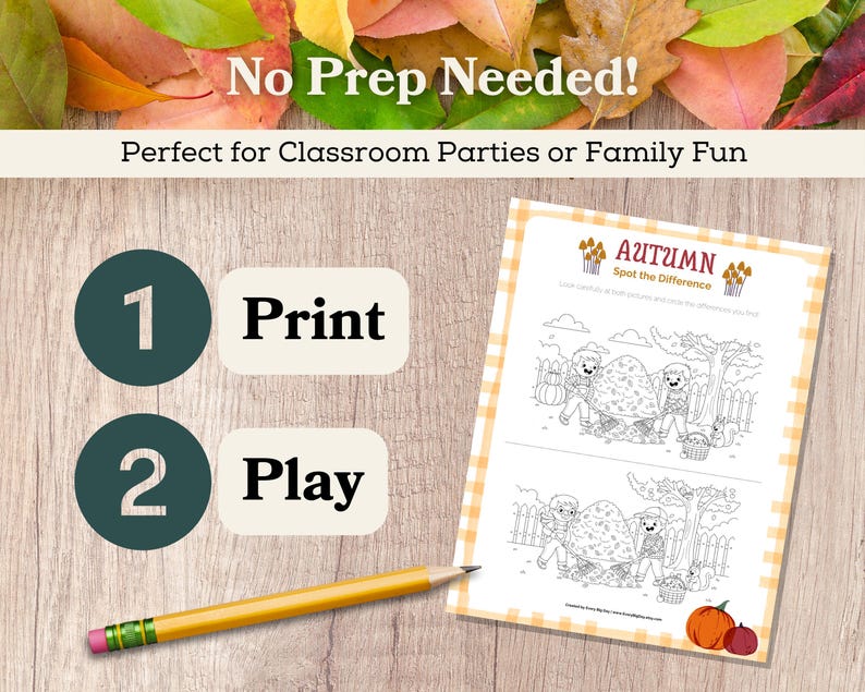 Fall Spot the Difference Printable Game * Autumn Classroom Activity ...