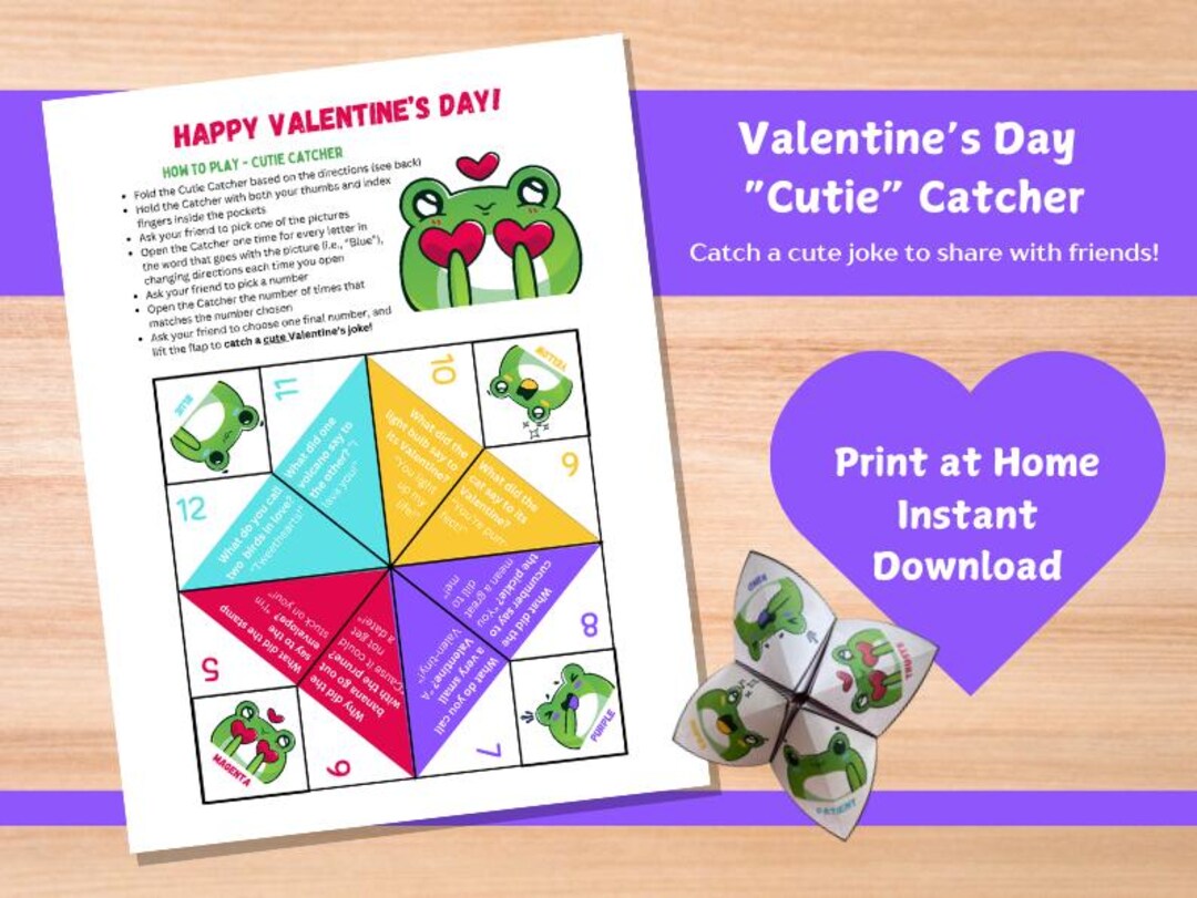 Valentine Card Cootie Catcher Printable, Valentine Joke Teller ...