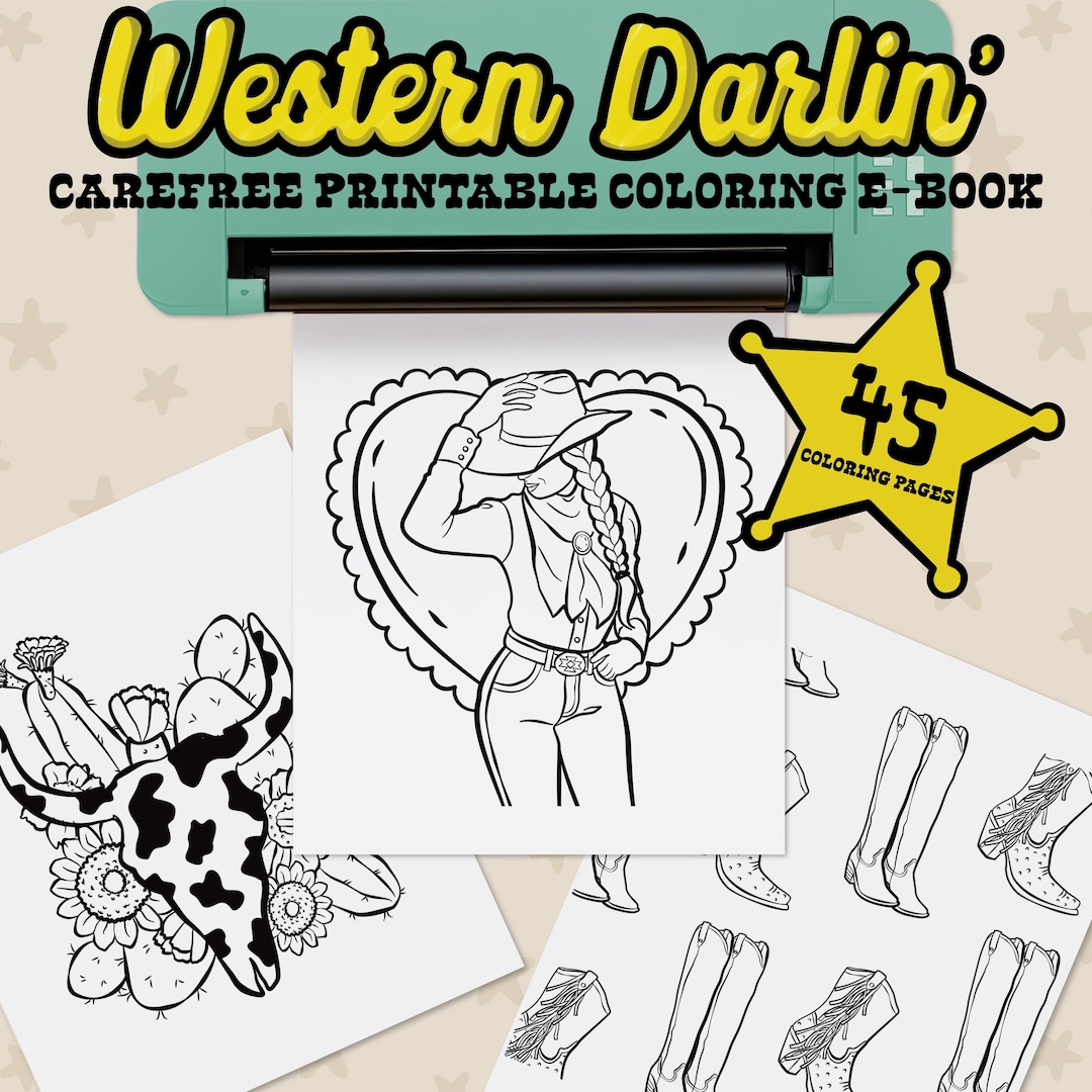 Western Coloring Book: 45 Printable Pages, Adult & Teen Relaxation ...