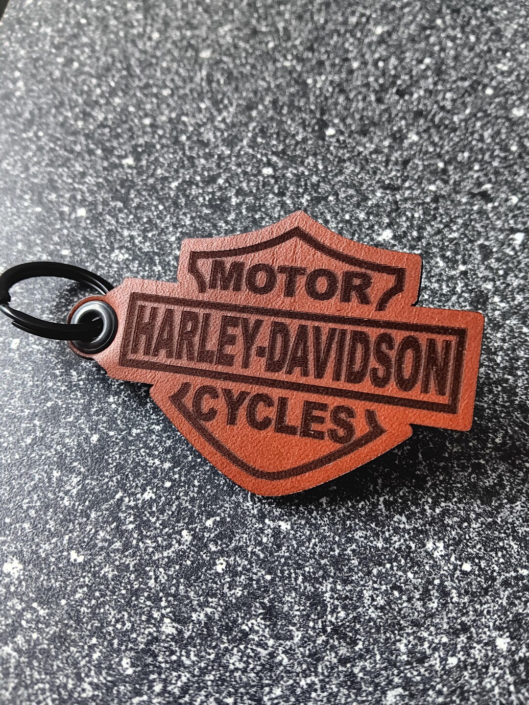 Custom Leather Keychain: Bar&shield Motorcycle Keyring - Etsy