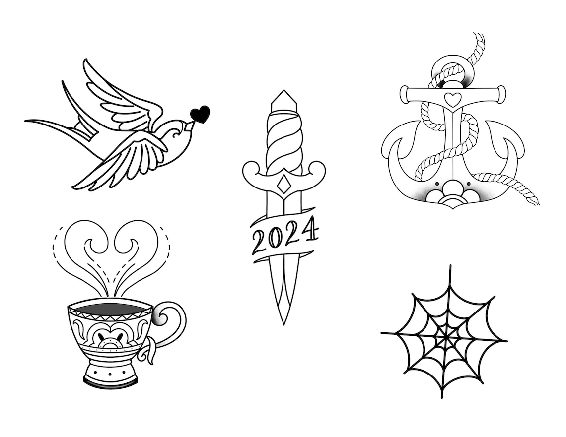 Tattoo Design Stencils Outline - Etsy
