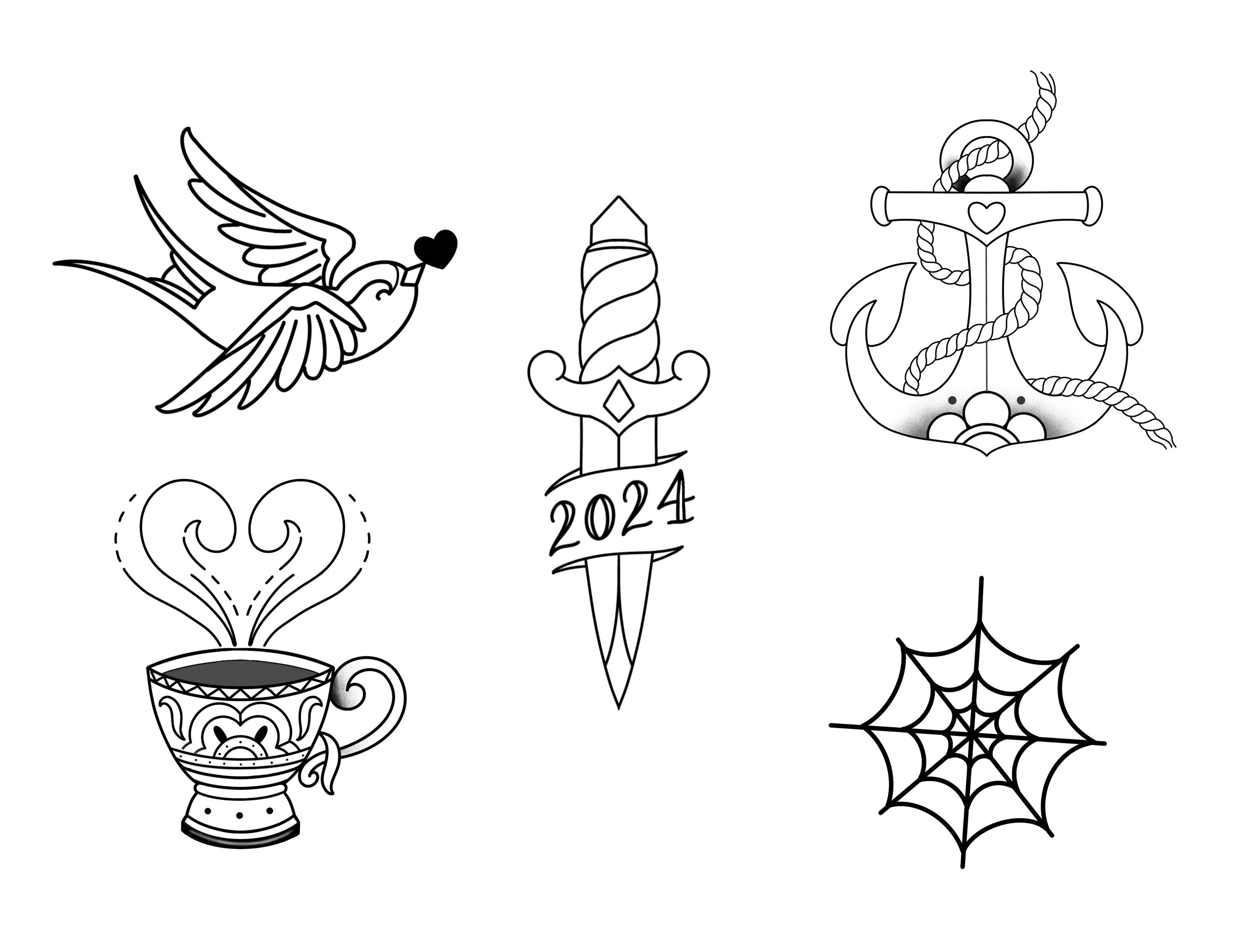 Tattoo Design Stencils Outline - Etsy