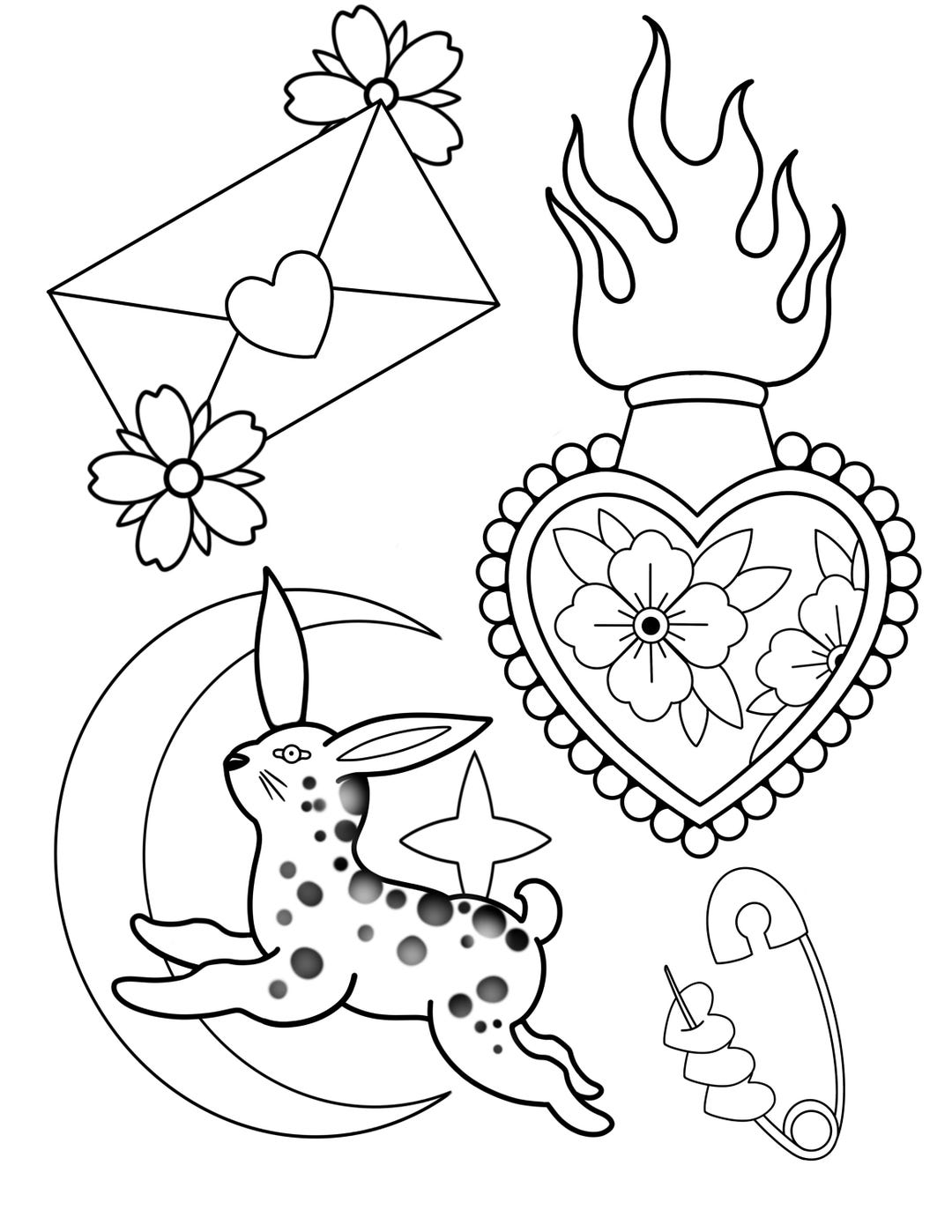 Tattoo Design Stencils Outline - Etsy