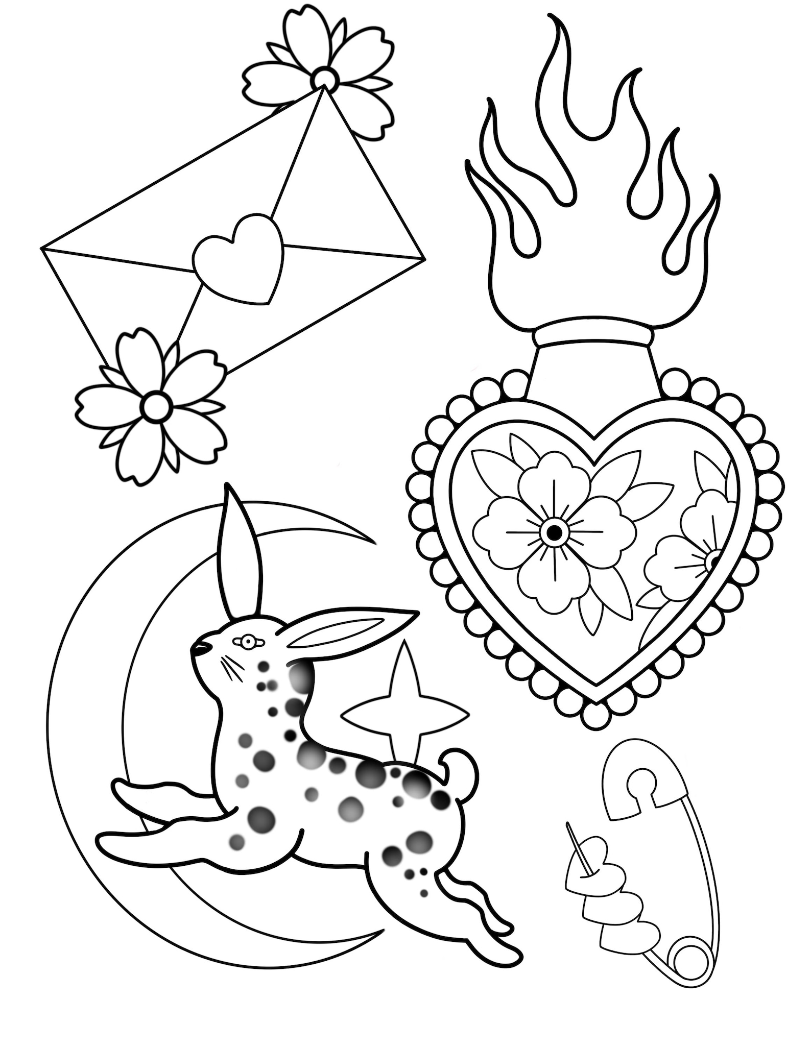 Tattoo Design Stencils Outline - Etsy