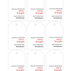 Editable Christmas Gift Tag / Merry & Bright Gift Tag / Christmas Tag ...