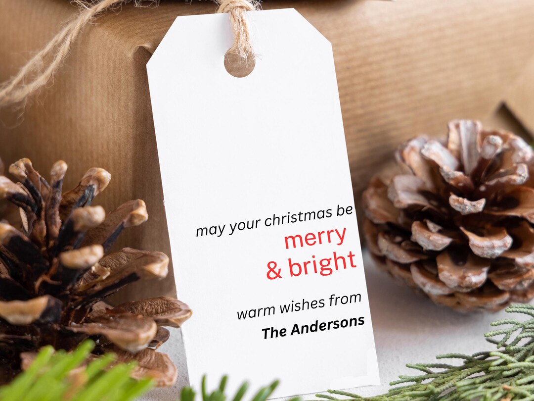 Editable Christmas Gift Tag / Merry & Bright Gift Tag / Christmas Tag ...