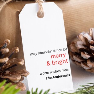 Editable Christmas Gift Tag / Merry & Bright Gift Tag / Christmas Tag ...