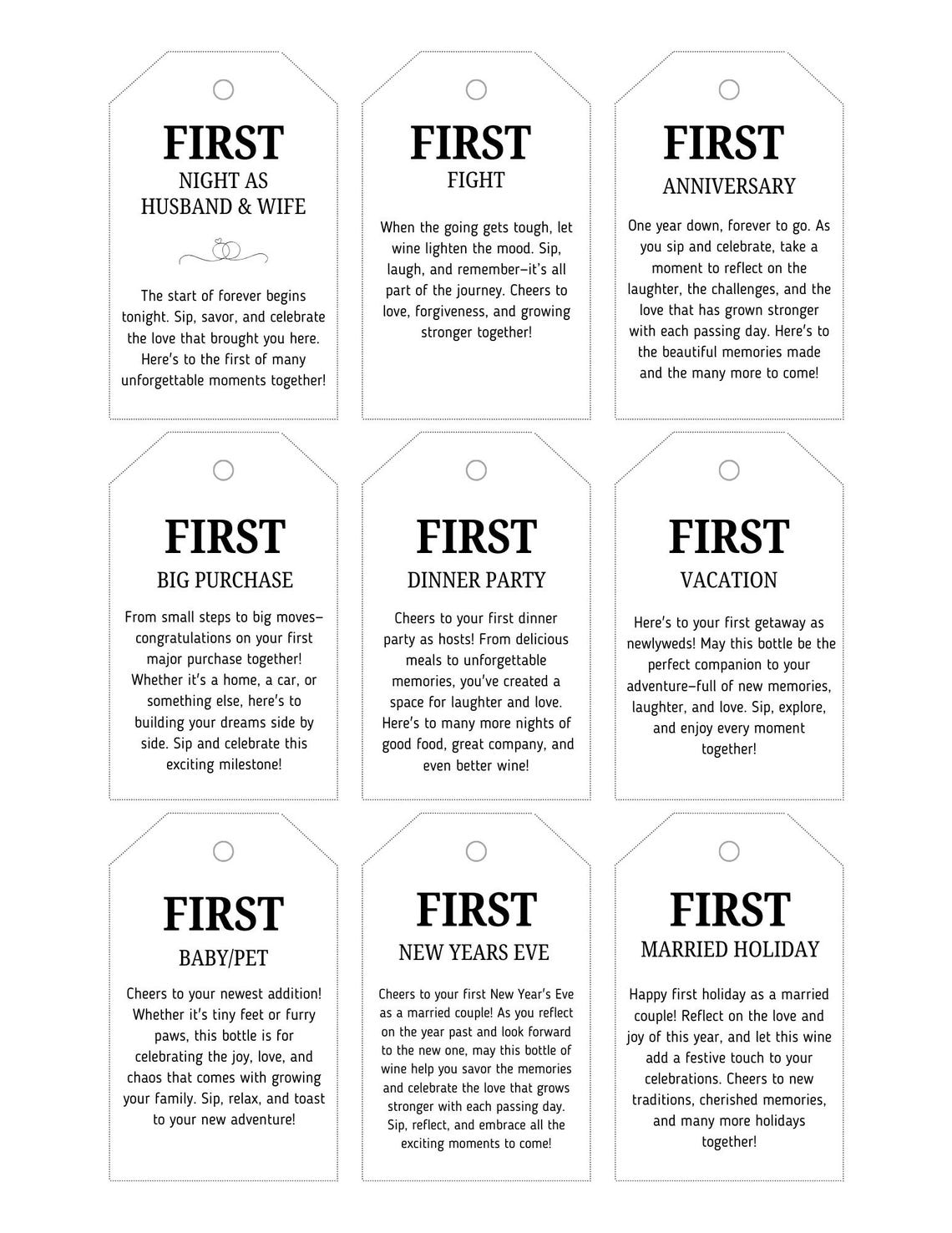 Editable 9 Milestone Wine Labels Printable, Milestone Wine Tags Bridal ...