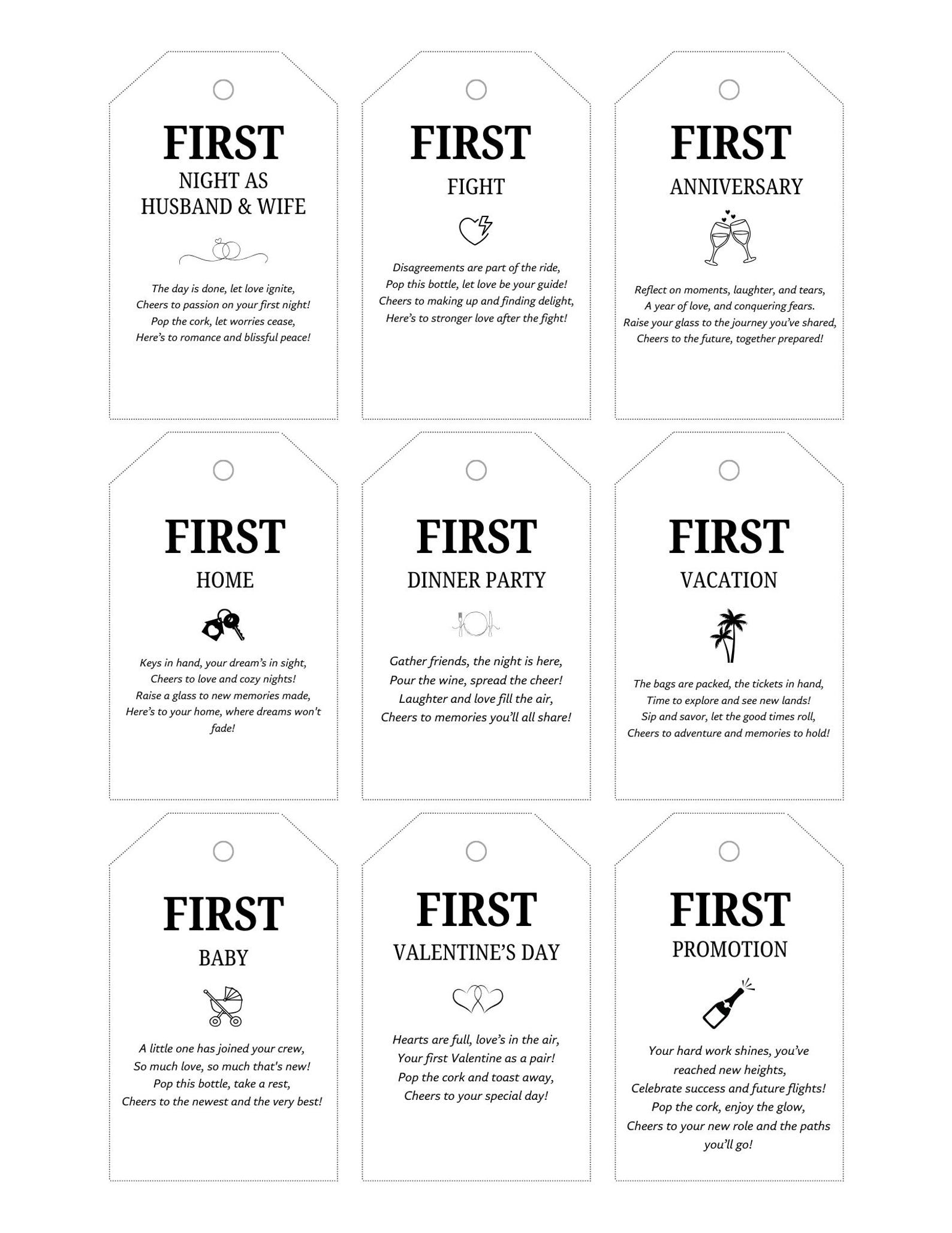 Editable 9 Milestone Wine Labels Printable, Milestone Wine Tags Bridal ...