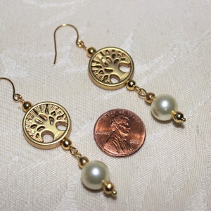 Celtic Style Gold Plated Tree of Life Earrings With Ivory - Etsy