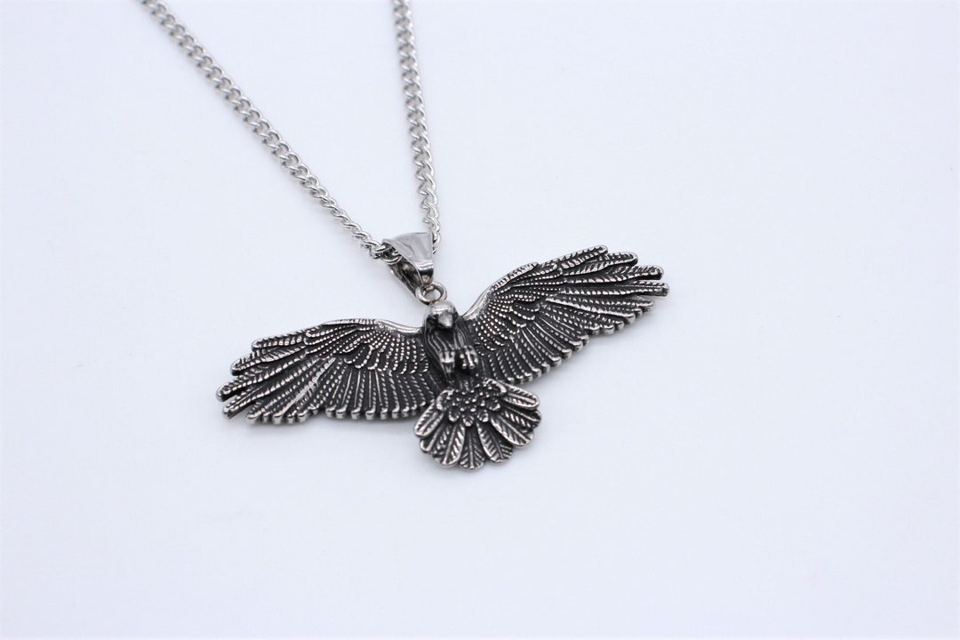 Gunmetal Raven Pendant: Viking Norse Amulet, Stainless Steel Chain - Etsy