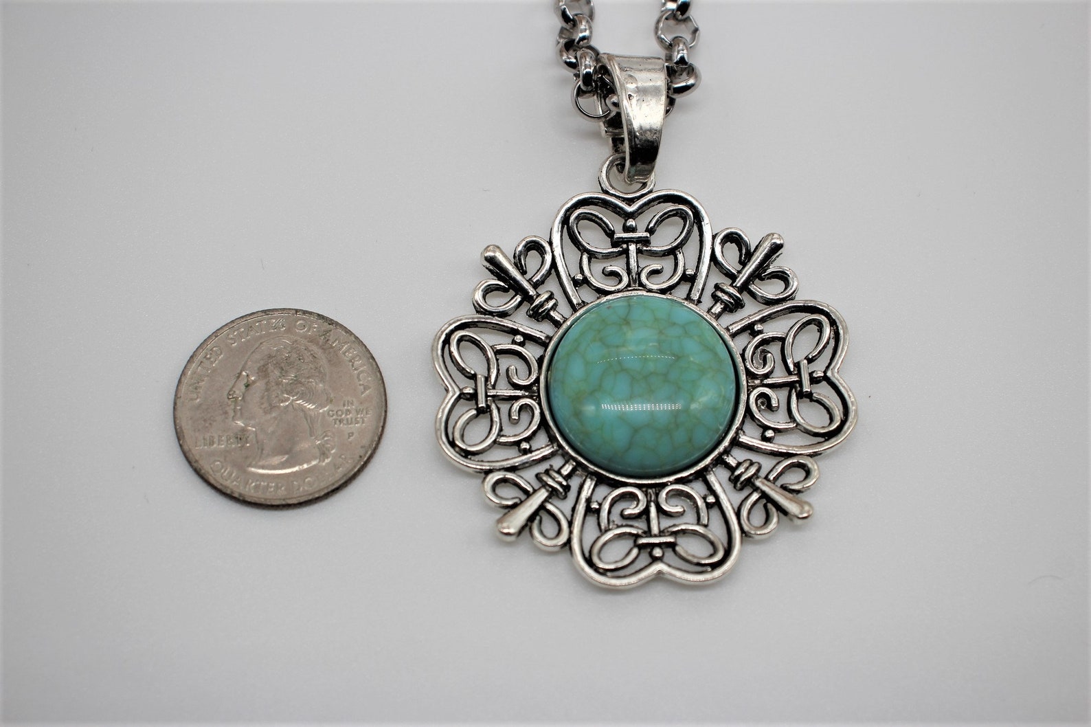 Beautiful Statement Necklace. Antique Silver and Turquoise. | Etsy