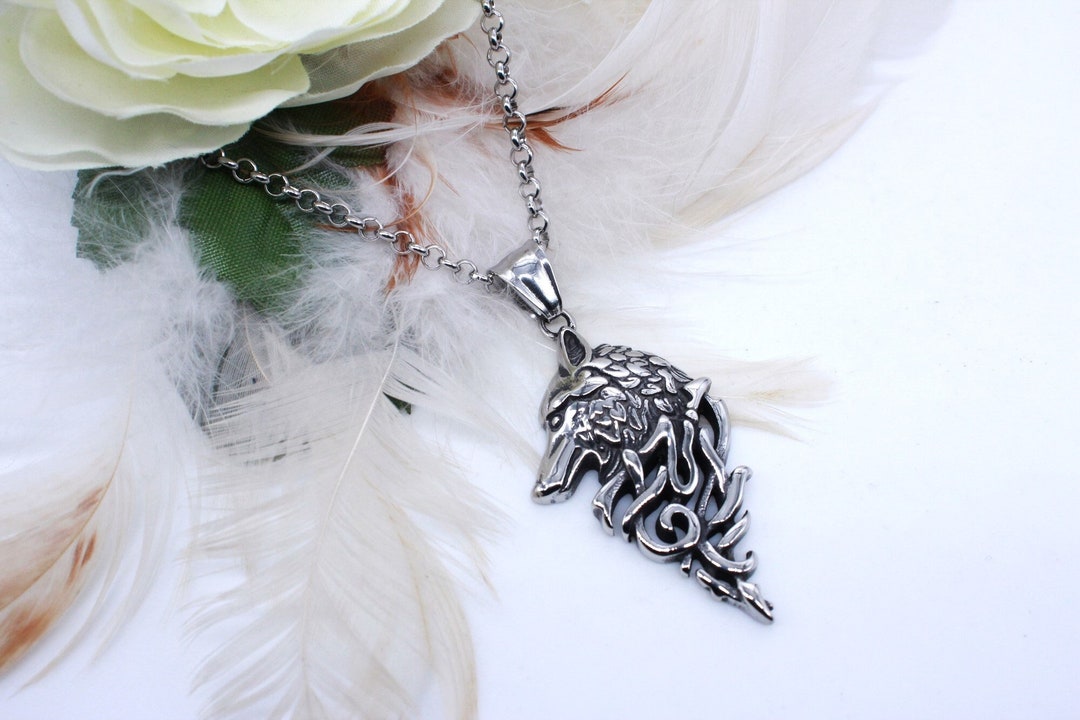 Wolf Sigil Pendant: Stainless Steel Heraldry Symbol, 18" Rolo Chain - Etsy