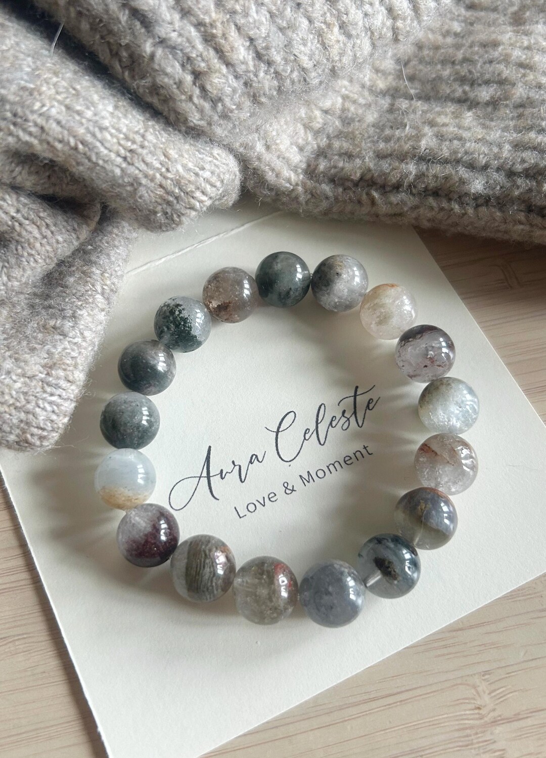 Natural Phantom Quartz Beads Bracelet Lodalite Garden Quartz ...