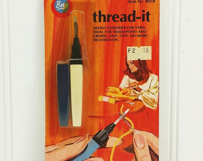 Thread It Needle Threader for Yarn, 1970s Boye Needle Co Crewel and ...