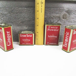 Red Shilling Spice Tins Vintage Ginger Turmeric Curry Powder Cream of ...