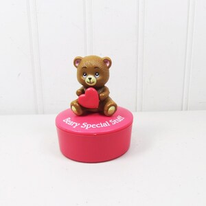 Tiny Treasures Box Beary Special Stuff Round Trinket Bin Vintage 1980's Russ Berrie - Etsy